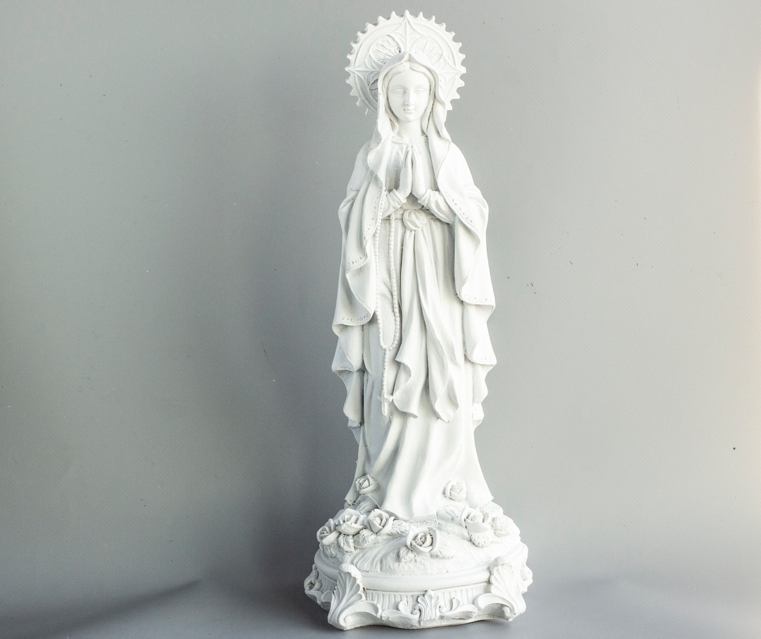Virgin Mary Figurine *madonna Statue *christian Sculpture White *our ...