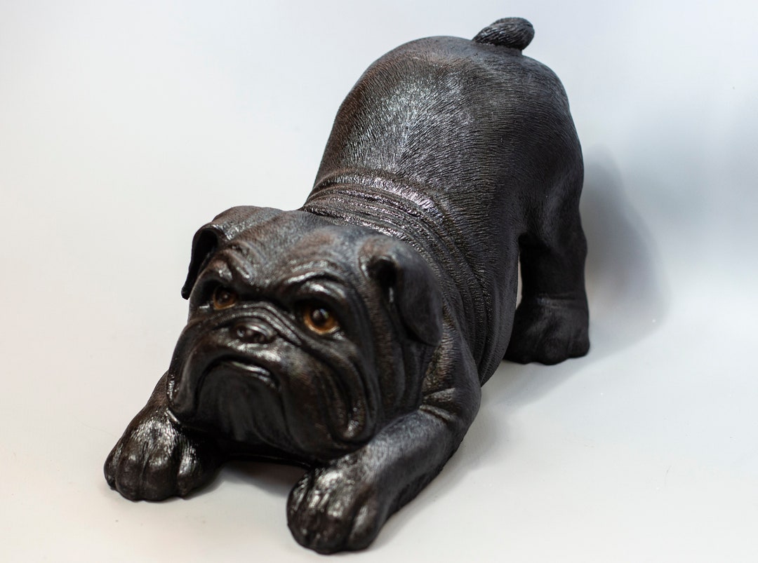 English Bulldog Black Urn *cremation Statue Pet Ashes *keepsake ...
