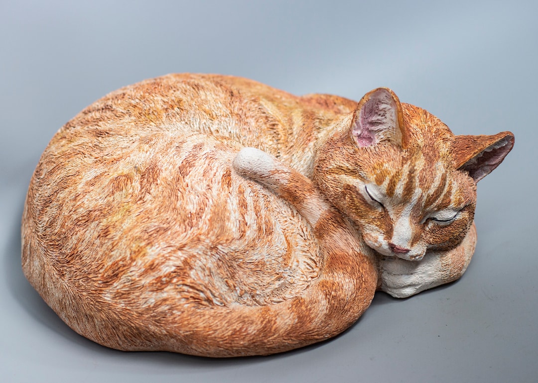 Cat Urn With Personalization *cremation Pet Urn *tabby Cat Funeral ...