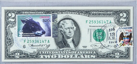 Two Dollar Stamps US 2 Dollar Bill paper Money Currency - Etsy