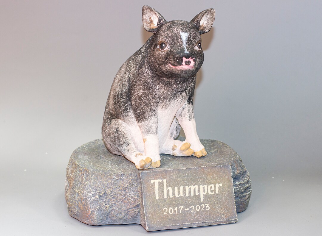 Pig Urn Custom Paint *pet Memorial Stone Marker *cremation Statue Hog ...