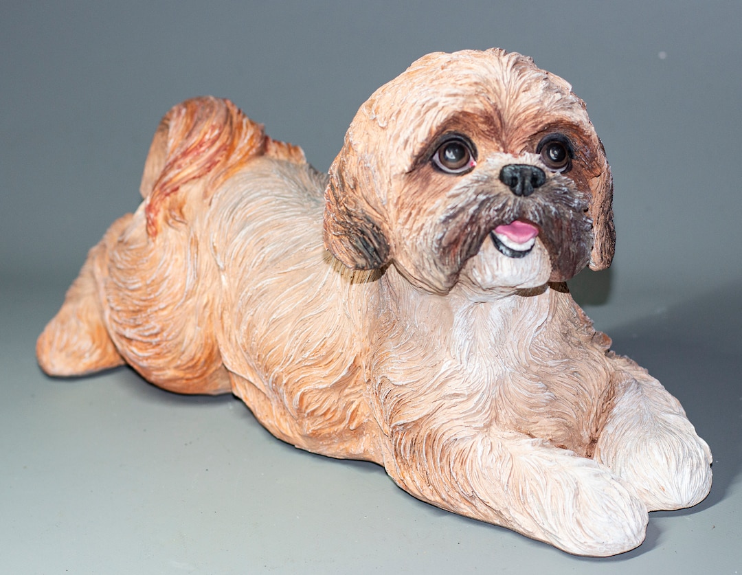 Shih Tzu Urn Dog Ashes *unique Pet Memorial *cremation Statue Custom Paint *animal Burial Casket ...