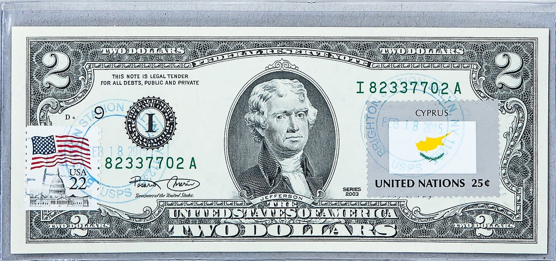 Two Dollar Stamps US 2 Dollar Bill paper Money federal - Etsy