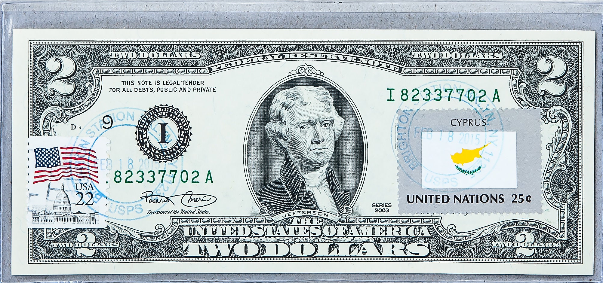 Two Dollar Stamps US 2 Dollar Bill Paper Money Federal | Etsy