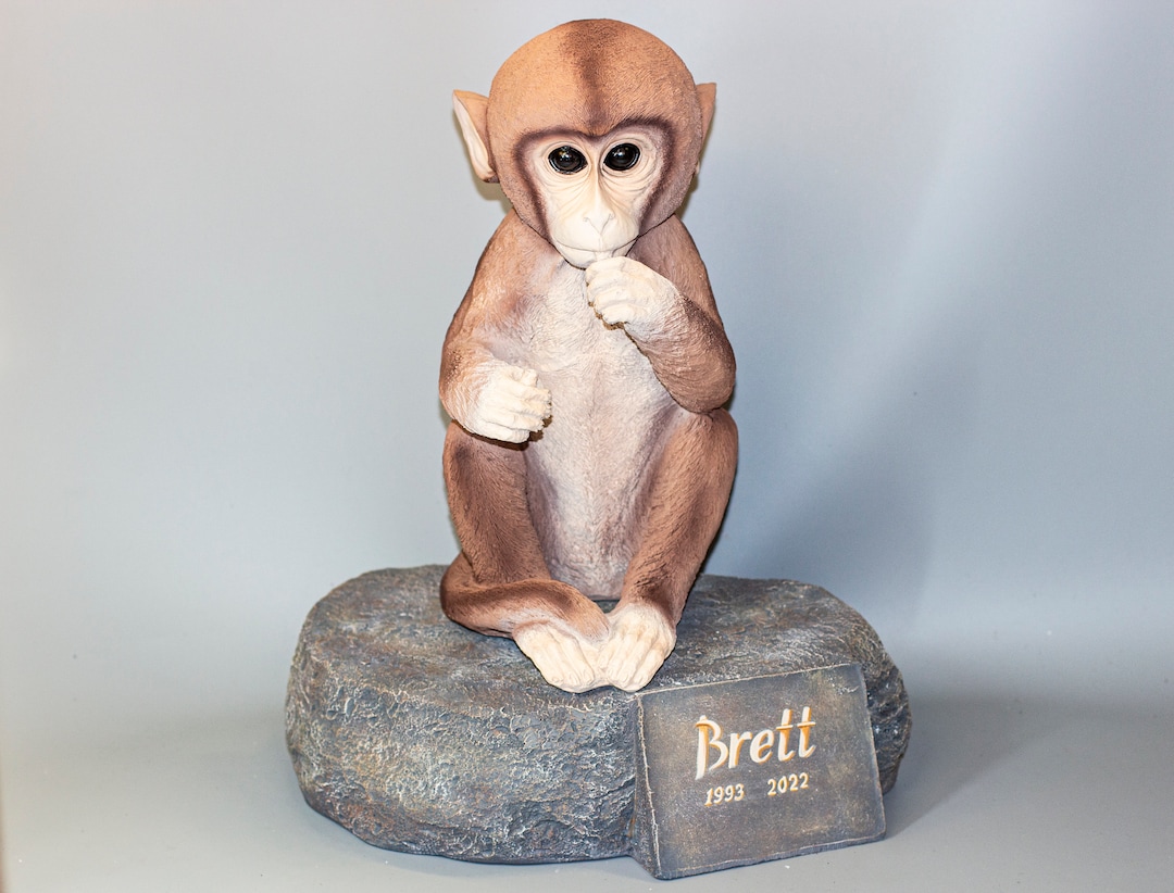 Monkey Urn *pet Memorial Headstone *chimpanzee Cremation Statue Ashes ...