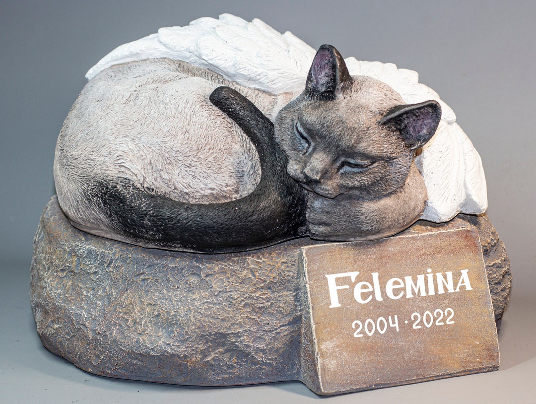 Siamese Cat Angel Wings *cremation Urn Pet Ashes *memorial Statue ...