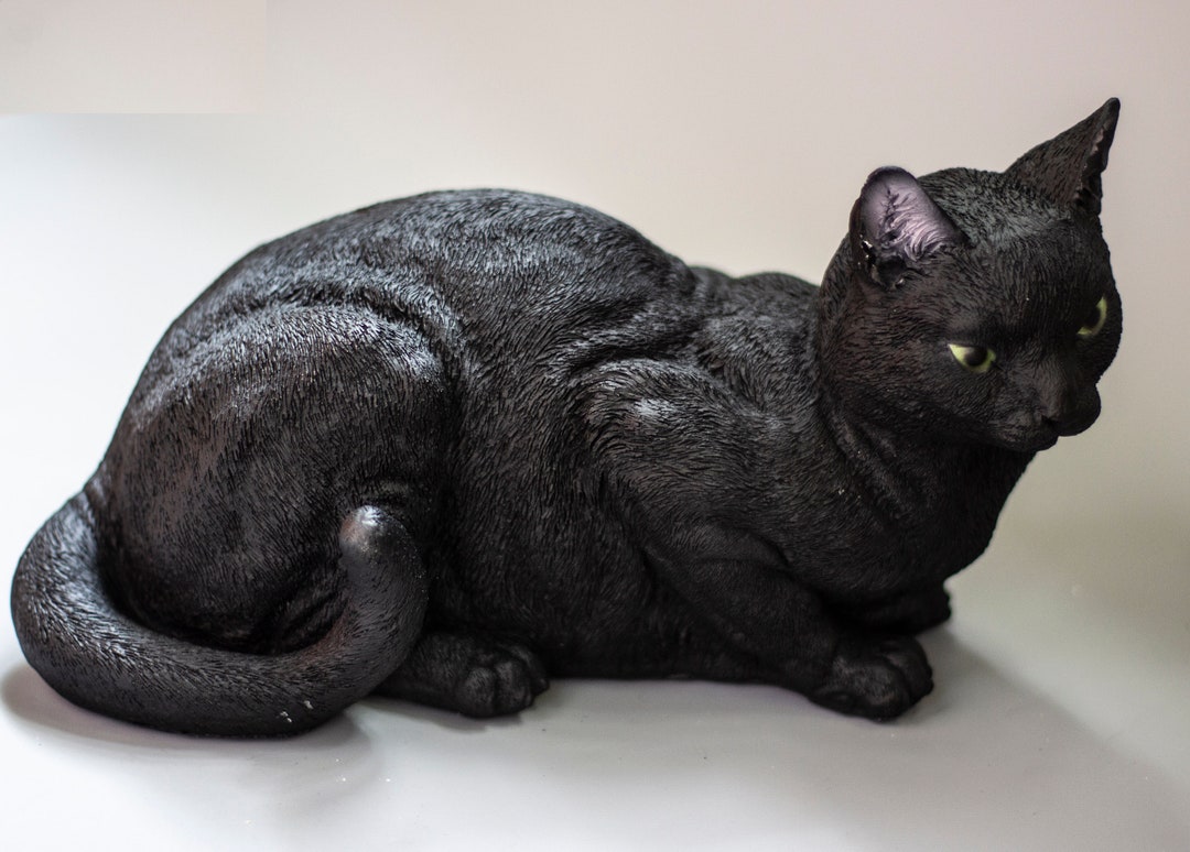 Black Cat Statue Memorial *garden Sculpture Animal Realistic *grave ...