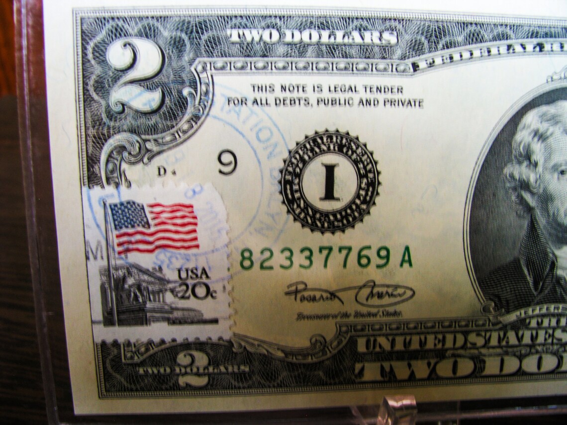 Currency Notes US 2 Dollar Bill federal Reserve Bank paper - Etsy
