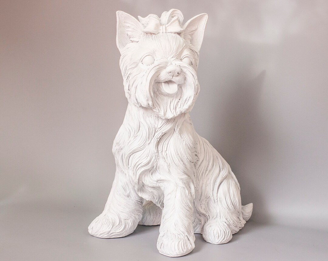 Yorkie Urn for Ashes Unpainted *yorkshire Terrier Memorial Statue Ready ...