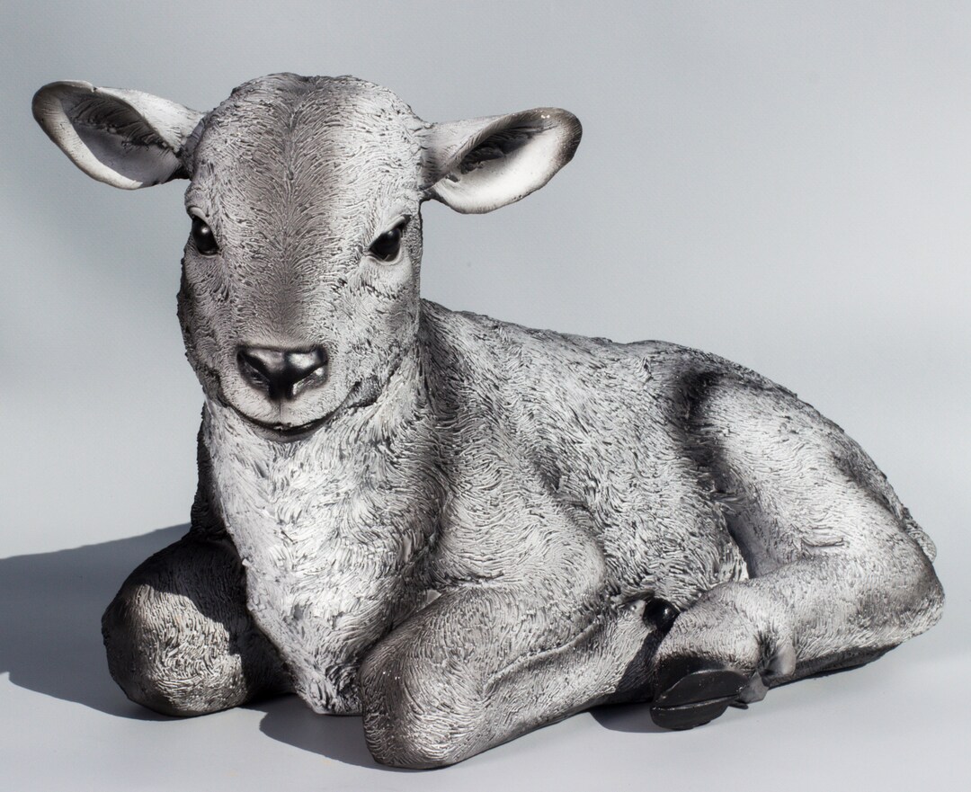 Sheep Garden Statue Large laying Goat Sculpture Outdoor farmhouse Decor ...