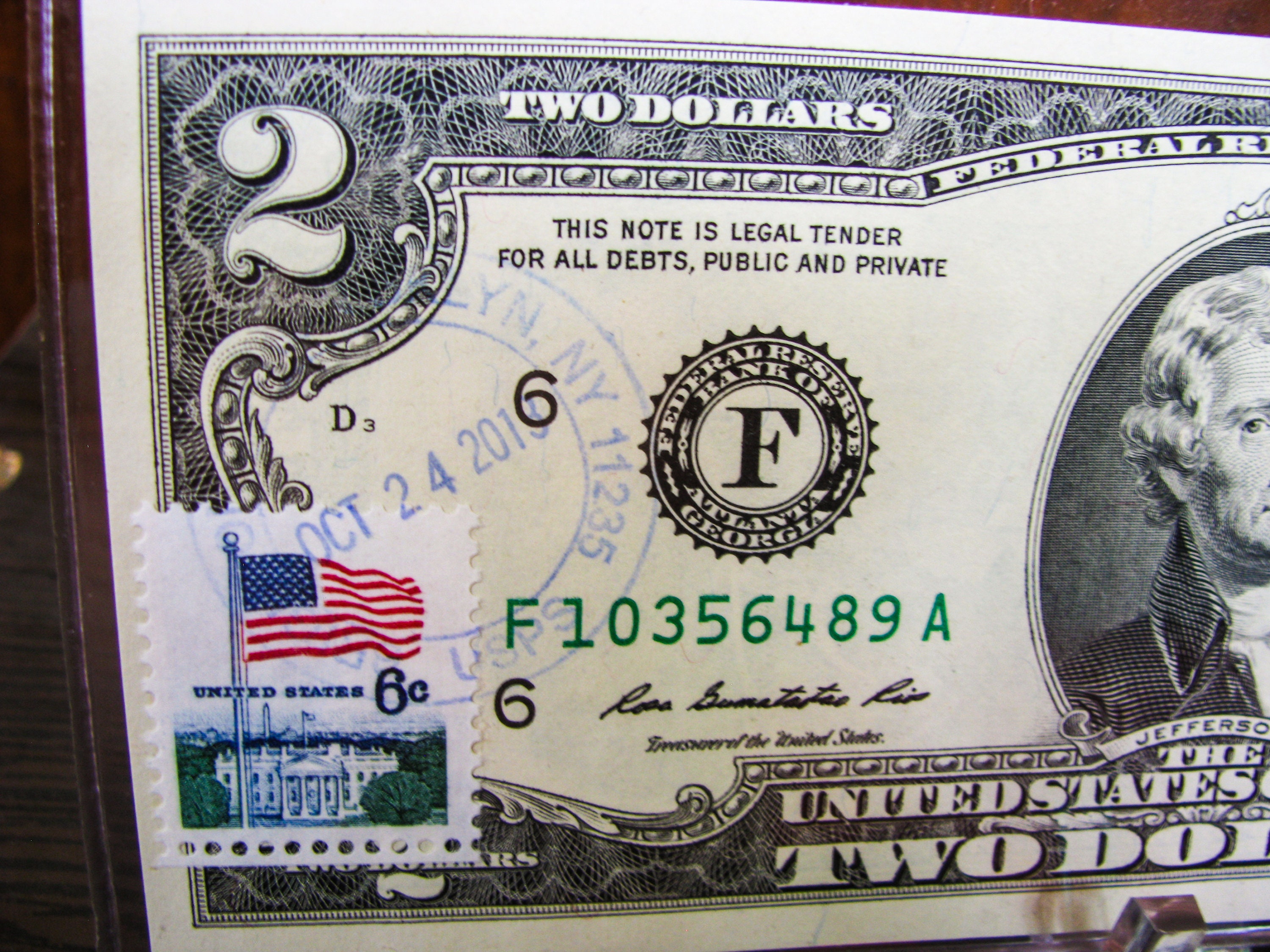 Paper Money US *2 Dollar Bill *Federal Reserve Note *Two Dollar Stamps ...
