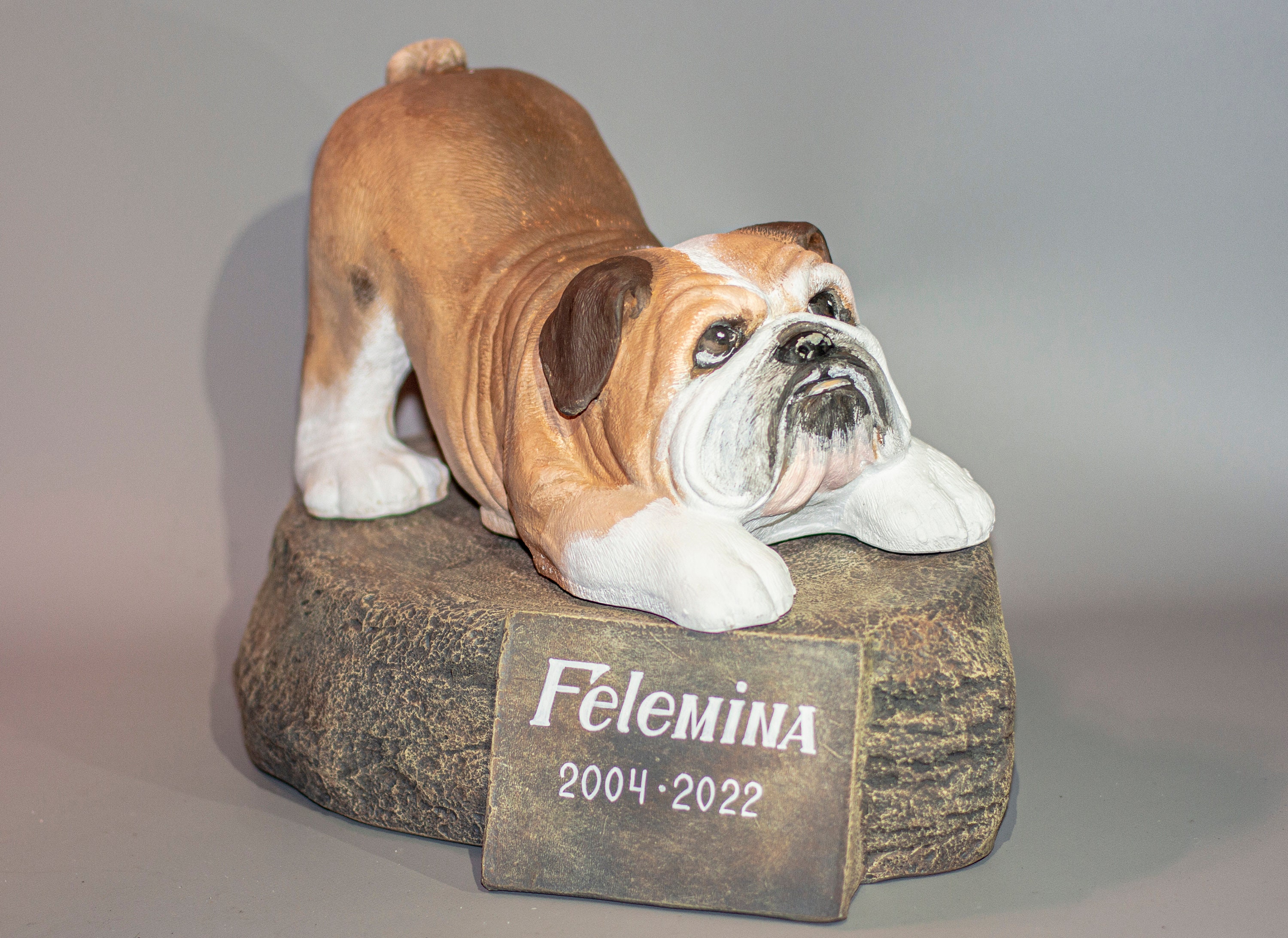 English Bulldog Urn *cremation Statue Pet Ashes *dog Memorial Stone ...