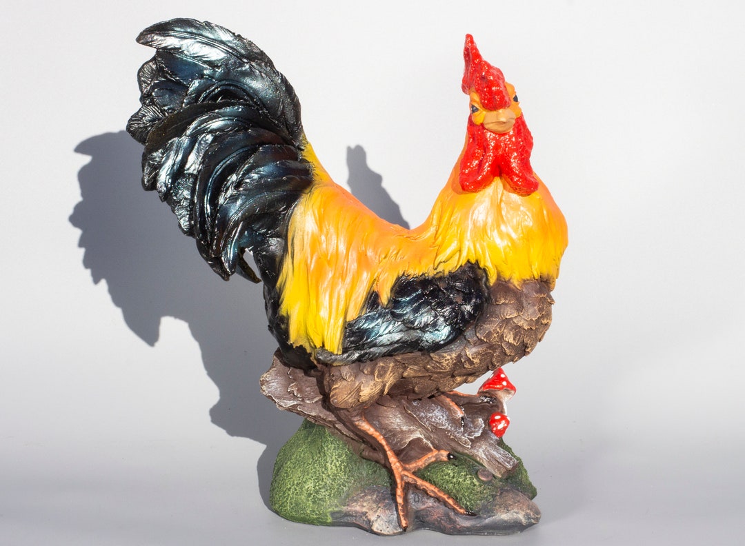 Rooster Memorial Statue *chicken Garden Decor *sculpture Outdoor Farm ...