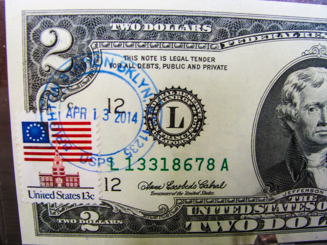 Two Dollar Stamps US 2 Dollar Bill paper Money Currency | Etsy