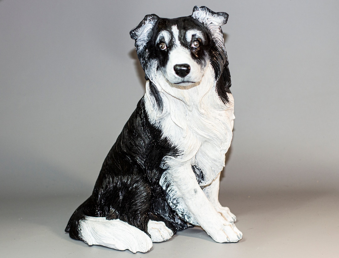 Border Collie Cremation Urn unique Dog Memorial Custom Paint animal ...
