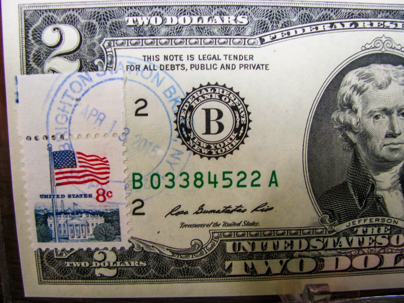 Two Dollar Bill paper Money US 2 Dollar Stamp federal - Etsy