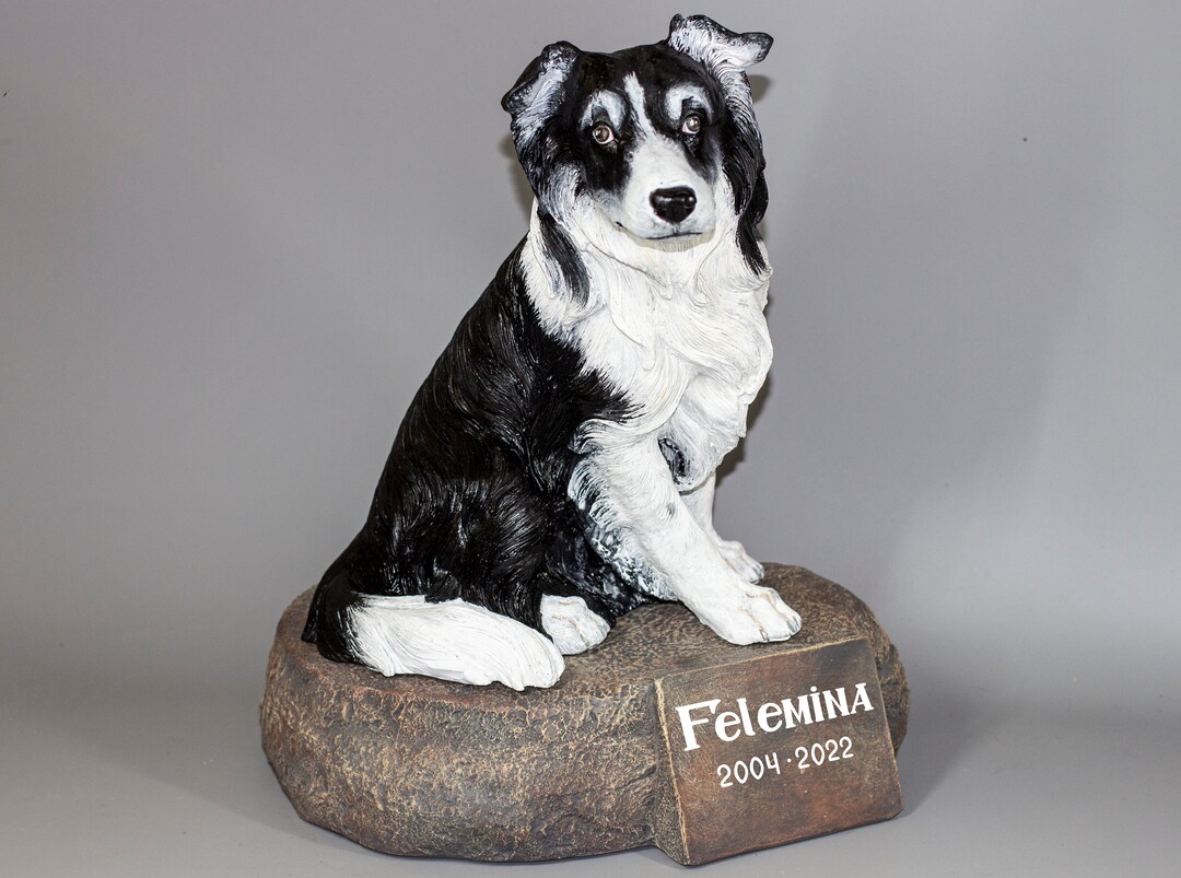 Border Collie Urn Dog Ashes pet Memorial Grave Stone unique - Etsy