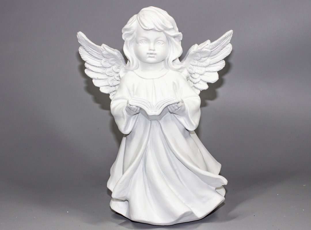Angel Girl Statue *reading Book Decor *sculpture Romantic Cherub ...