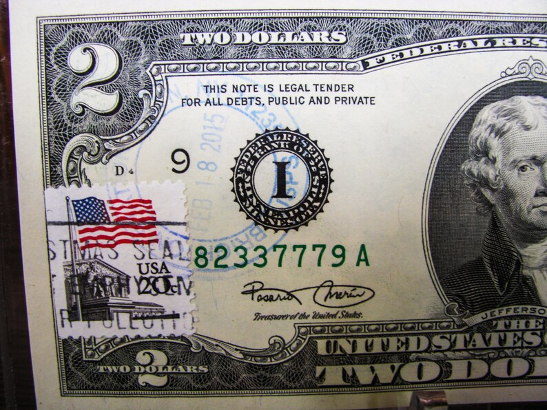 Two Dollar Bill US 2 Dollar Stamps paper Money Currency - Etsy