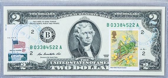 Two Dollar Bill paper Money US 2 Dollar Stamp federal - Etsy