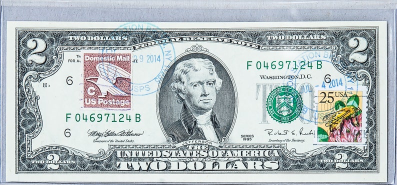 Two Dollar Stamp paper Money Currency 2 Dollar Bill US - Etsy