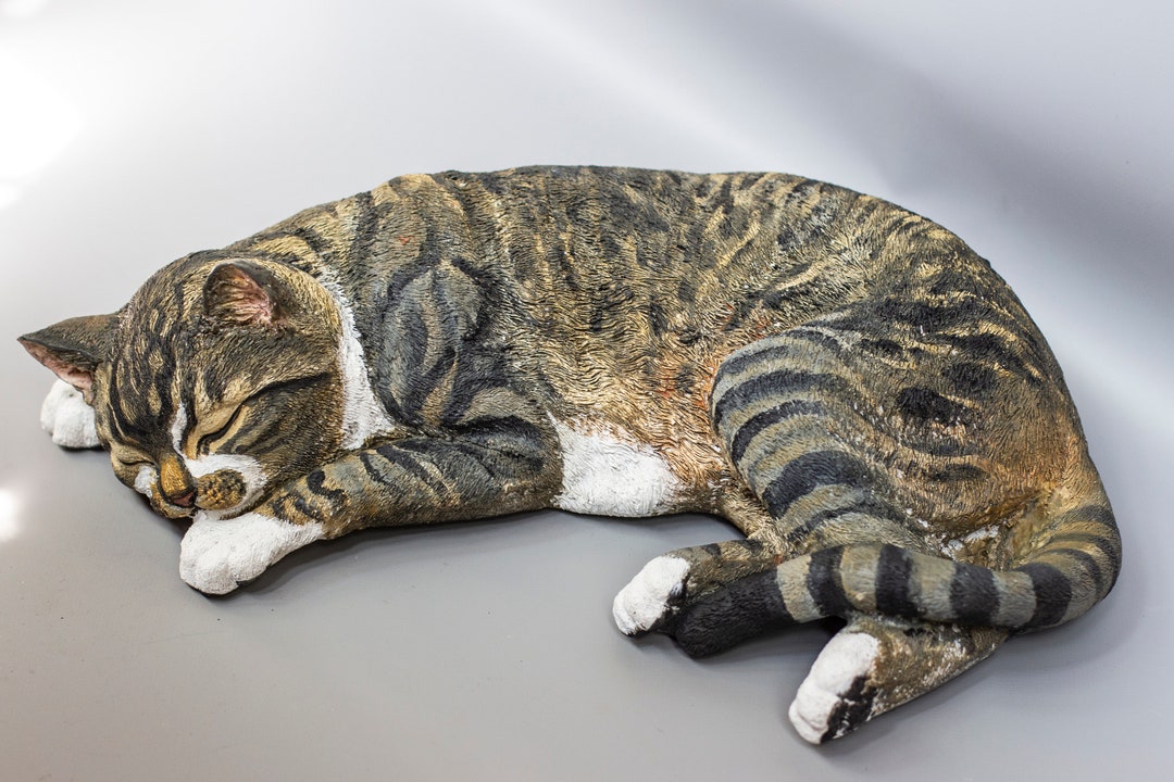 Cat Memorial Urn *sleeping Pet Custom Paint *cremation Statue Ashes ...