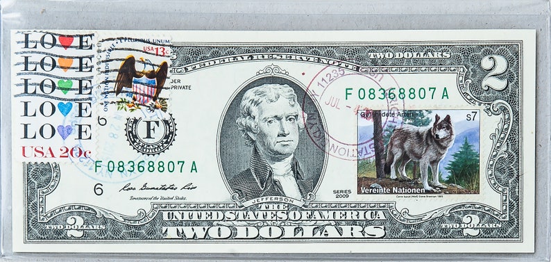 Two Dollar Stamps money 2 Dollar Bill paper Money US - Etsy