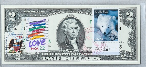 Two Dollar Stamps paper 2 Dollar Bill paper Money Currency | Etsy