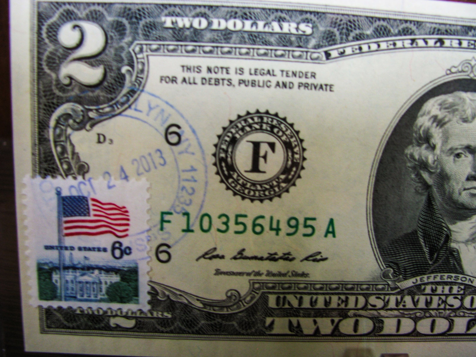 Two Dollar Stamps US 2 Dollar Bill paper Money Currency Gem - Etsy