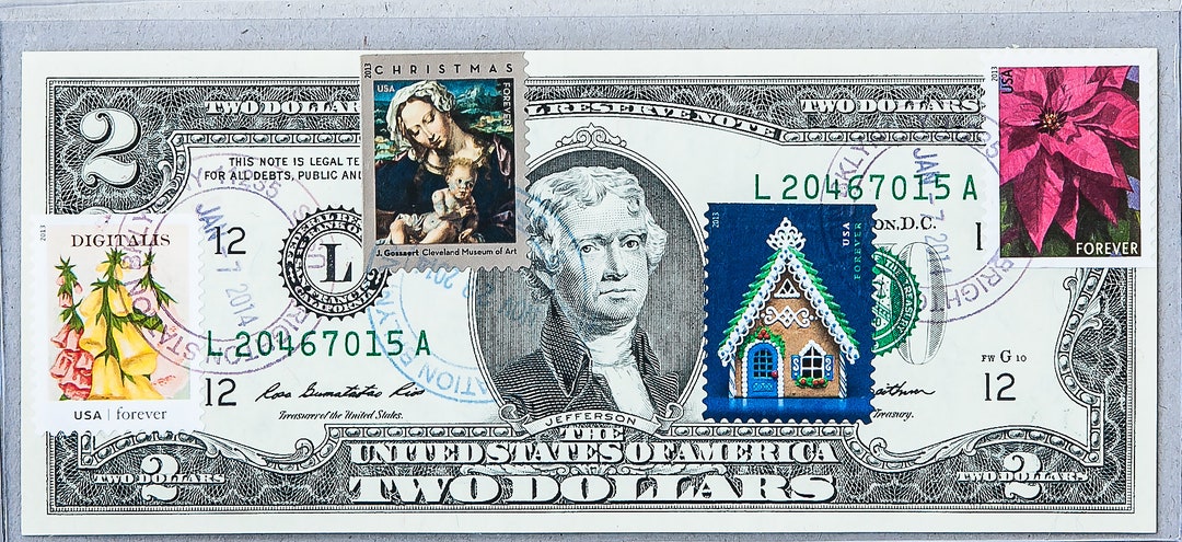 Two Dollar Bill paper Money US our Lady Decor virgin Mary Image federal ...