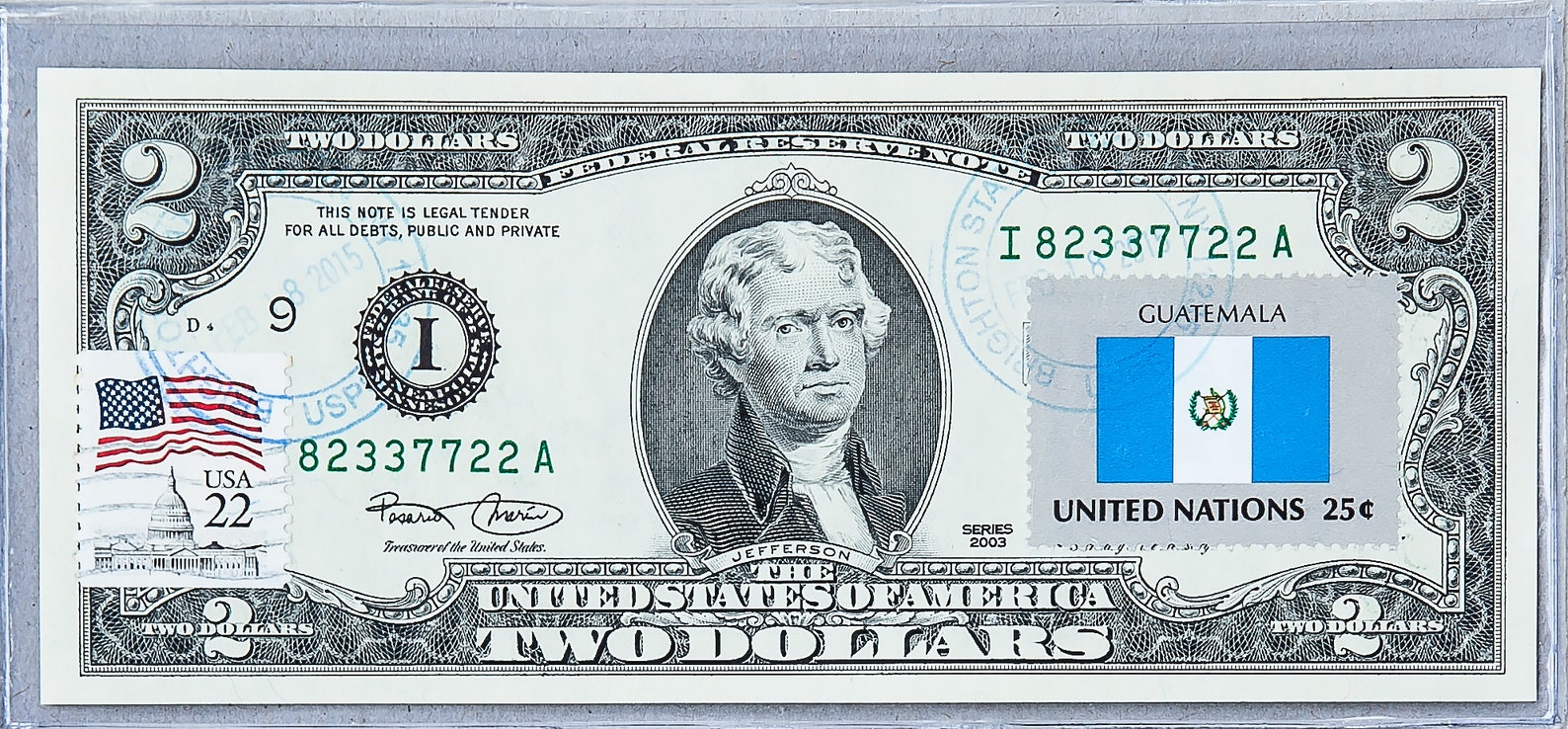 Two Dollar Stamps US 2 Dollar Bill paper Money Currency gem | Etsy