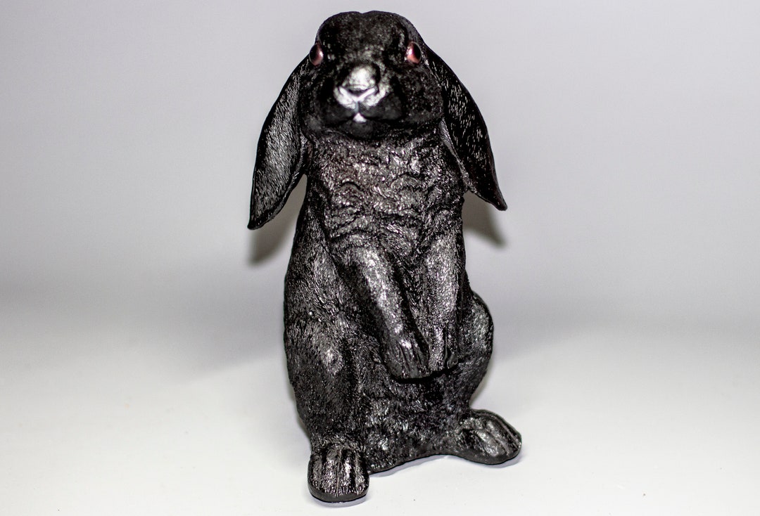Black Rabbit Statue *lop Eared Bunny *keepsake Memorial Animal *pet ...