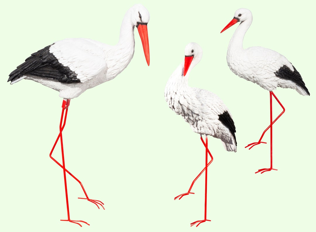 Birds Garden Statues stork Sculpture babyshower Family Gift wildlife ...