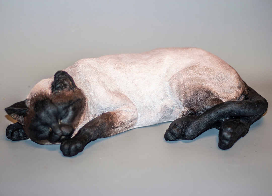 Siamese Cat Urn Custom Paint *cremation Statue Pet Ashes Box *sleeping ...