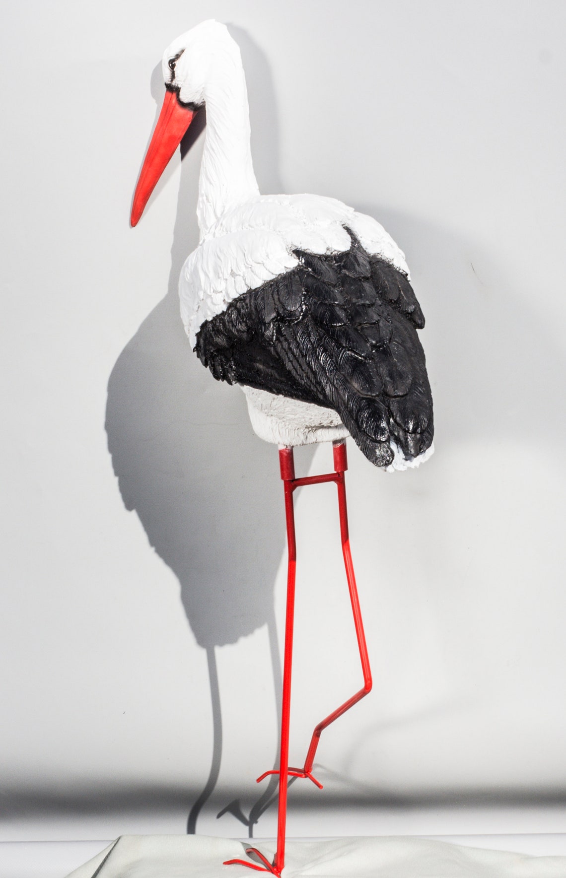 Stork Statue Large *wildlife Sculpture *back Yard Flowerbed Decor Bird ...