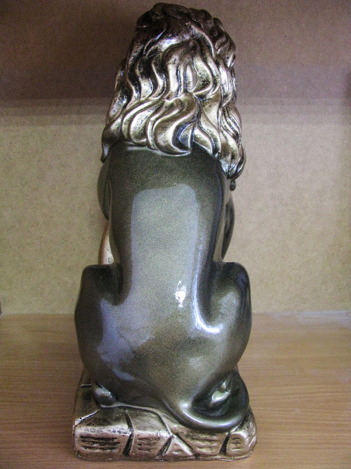 Lion Garden Statue *guardian Sculpture *shield Figurine *entry Porch ...