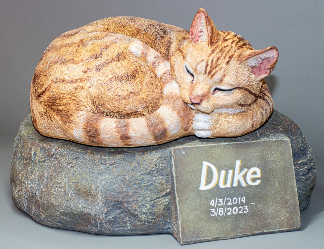 Unique Urn Orange Cat *cremation Statue Pet Ashes *keepsake Memorial ...