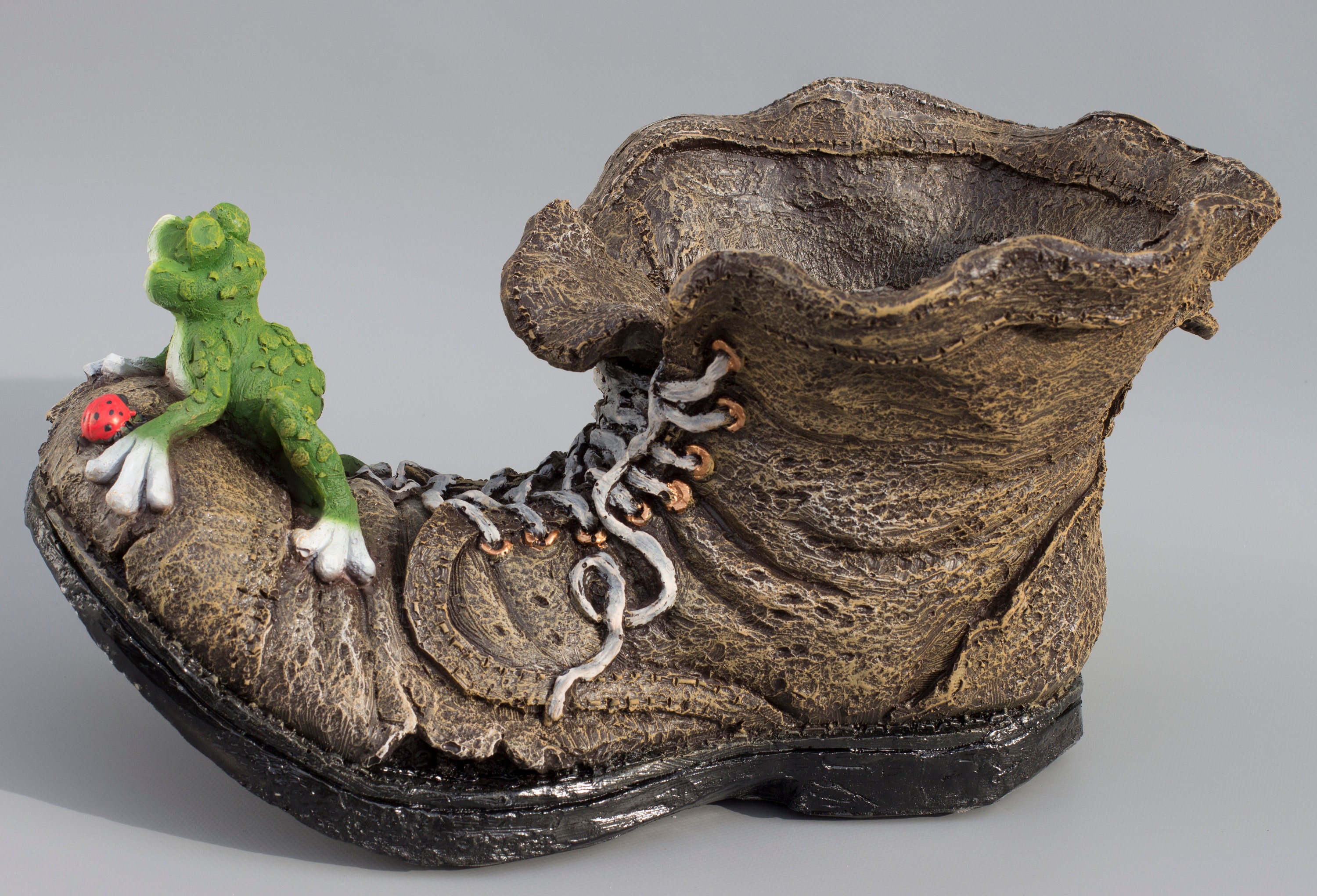 Statue Flower Pot *boot Planter *garden Sculpture Frog *decorative ...
