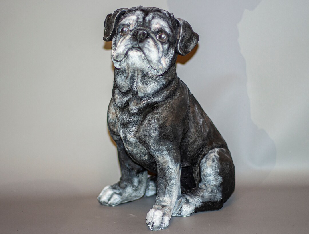 Black Pug Urn *dog Memorial Statue Custom Paint *cremation Casket Pet ...