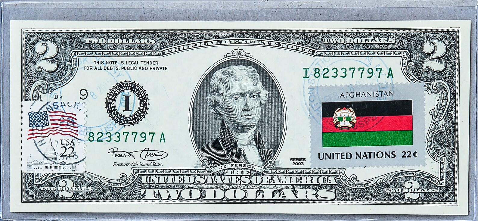 Two Dollar Stamp US 2 Dollar Bill paper Money Currency | Etsy
