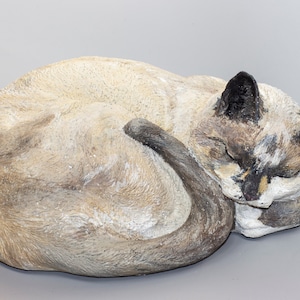 Siamese Cat Urn Custom Paint *sleeping Pet Cremation Statue Ashes ...