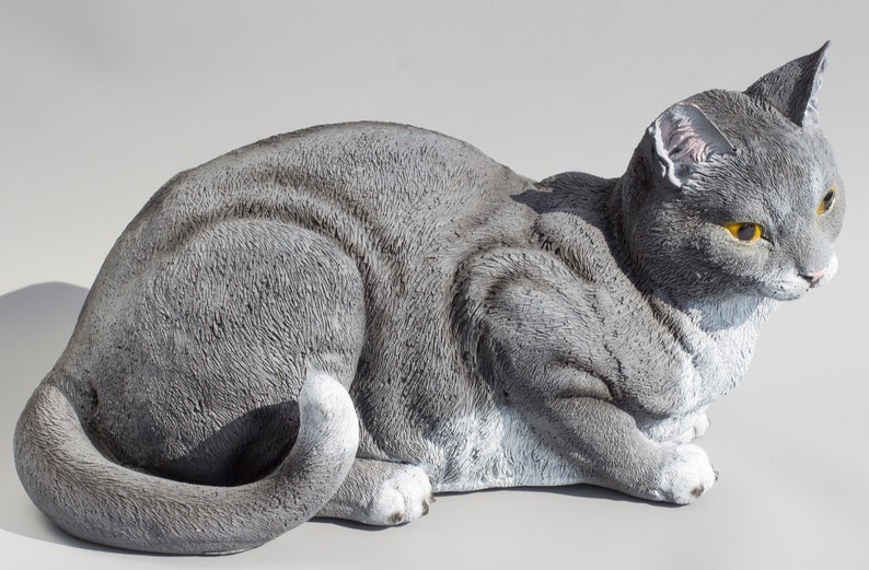 Gray Cat Statue unique Pet Memorial Sculpture shorthair - Etsy