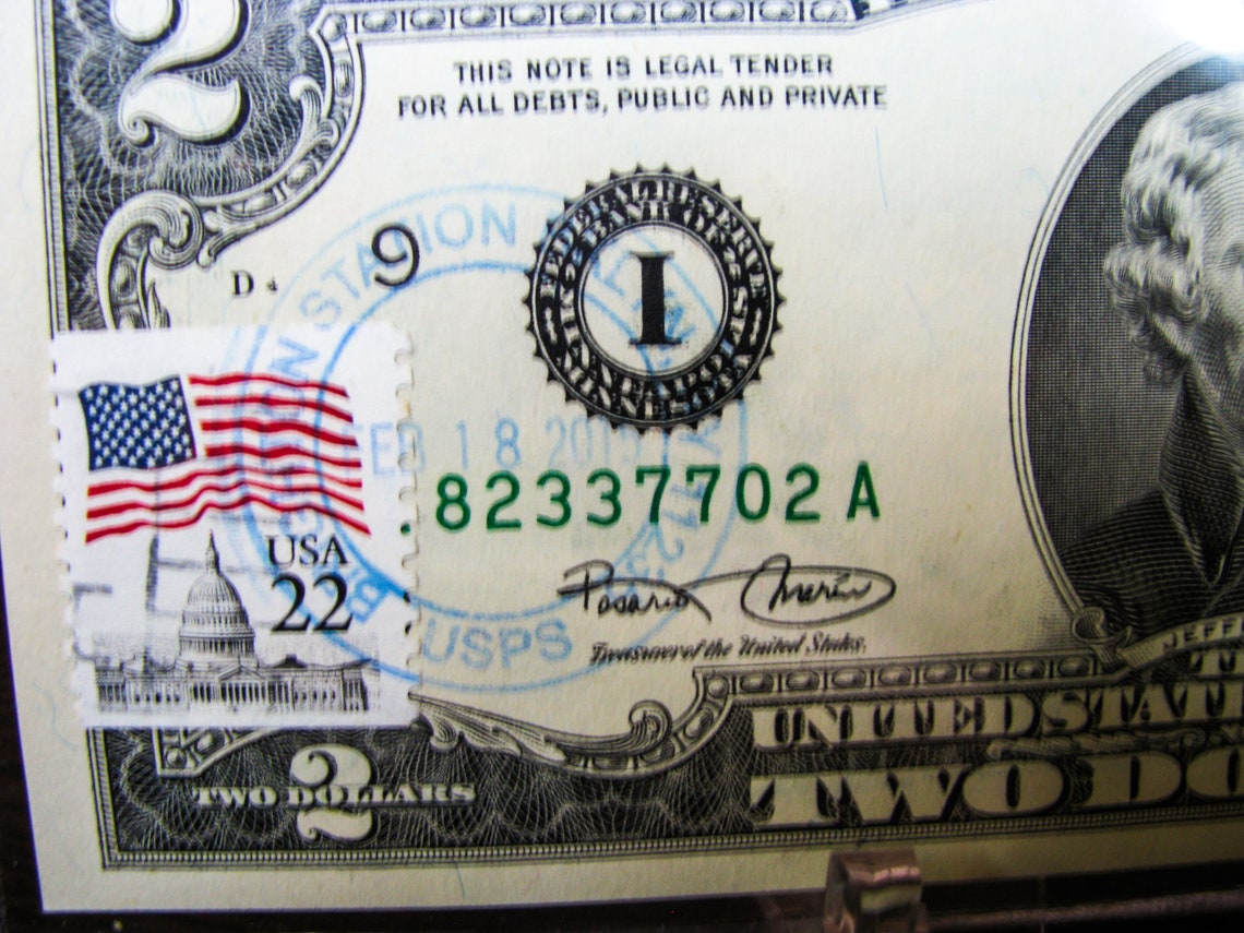 Two Dollar Stamps US 2 Dollar Bill paper Money federal - Etsy