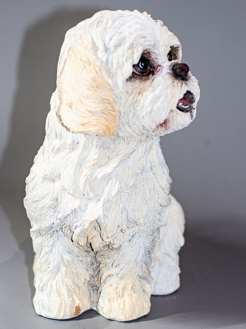 Bolonka Maltese Urn cremation Statue Pet Ashes dog Memorial - Etsy