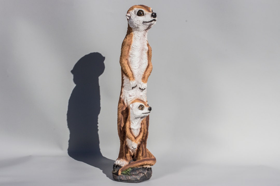 Meerkat Figurine mother and Baby Statue wildlife Sculpture outdoor ...