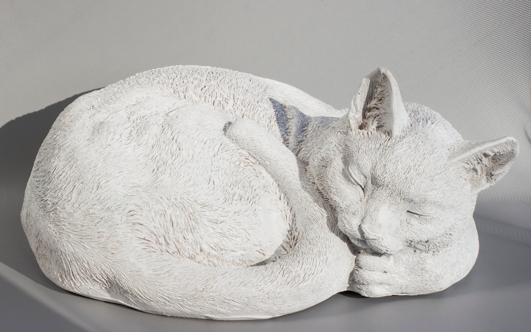 Sleeping Cat Unpainted *memorial Statue Cat Ready to Paint *garden ...