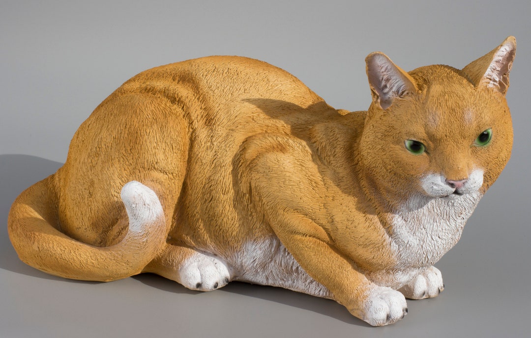 Orange Cat Urn *burial Sculpture Memorial *cremation Statue Pet Ashes ...