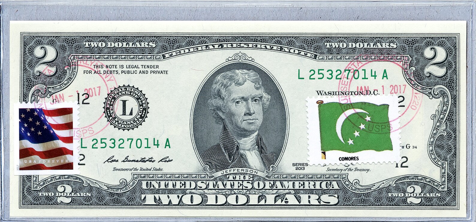 Paper Money US 2 Dollar Bill federal Reserve Note two | Etsy