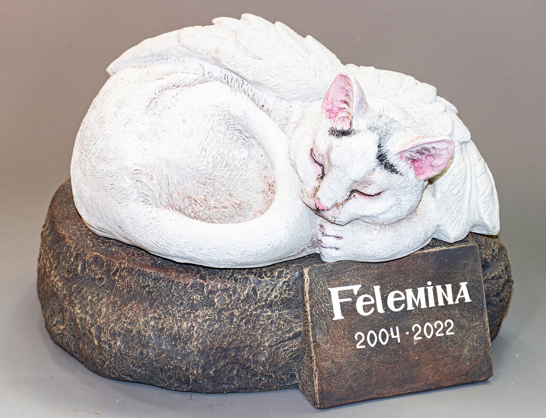 Cat Angel Wings Memorial Urn *cremation Statue Pet Ash Box *one of a ...