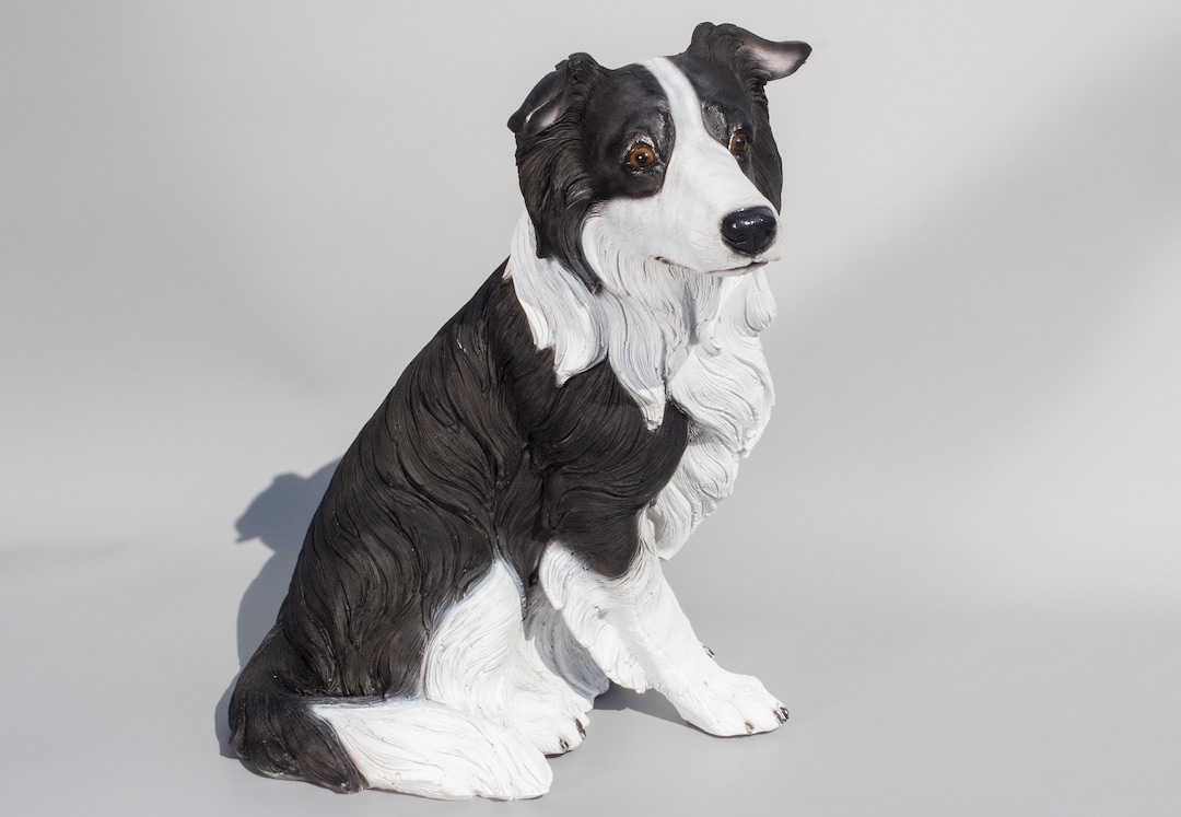 Border Collie Sculpture *garden Statue Pet *sitting Dog Figurine ...